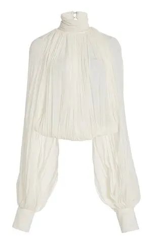 Stella McCartney Draped Silk-crepe Top - White
