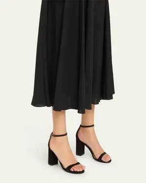 STUART WEITZMAN Nudist Suede Ankle-strap Sandals
