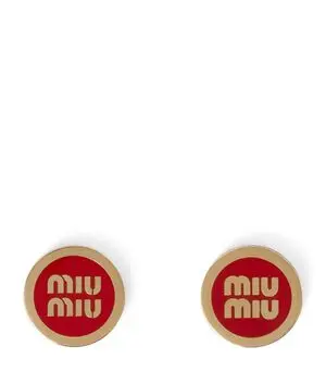 Miu Miu Enamelled Logo Earrings Multi