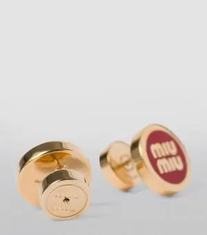 Miu Miu Enamelled Logo Earrings