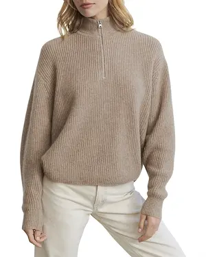 Jenni Kayne Cashmere Half Zip Sweater - Undyed Stone