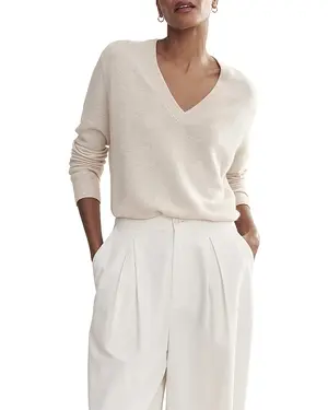 Jenni Kayne Flynn Cashmere V-neck Sweater - Oatmeal