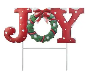 GLITZHOME 23.75l Metal Christmas 'joy' Garden Stake - One-color