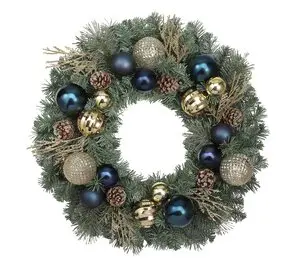HAUTE DECOR 24' Prelit Sutton Place Wreath - One-color