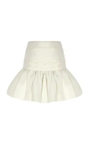 THE NEW ARRIVALS ILKYAZ OZEL Lina Ruched Silk-taffeta Mini Skirt - White