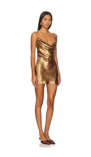 Superdown Matti Mini Dress Metallic Bronze