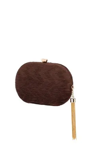 OLGA BERG Natalie Pleated Oval Clutch