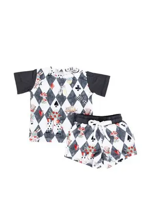 CHARLIE LOU BABY® Alice In Wonderland Shorts And Shirt Set - Grey
