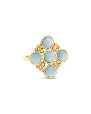 L. KLEIN 18k Yellow Gold Bubbles Aquamarine Ring - Blue/gold