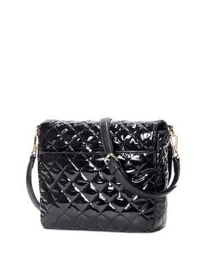 Mz Wallace Crosby Lock Medium Crossbody - Black Lacquer/light Gold