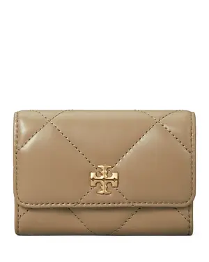 Tory Burch Kira Diamond Quilted Wallet - Taupe Oak/gold