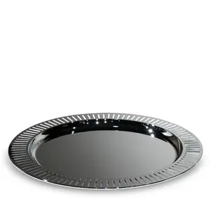 ANNA NEW YORK Striations Serving Tray Round - Silver