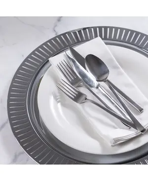 ANNA NEW YORK Striations Serving Tray Round - Silver