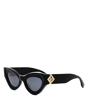 Fendi Ff Diamond Cat Eye Sunglasses - Black/blue Solid