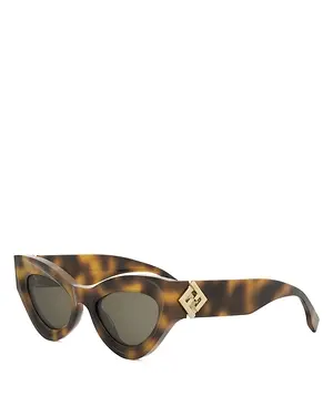 Fendi Ff Diamond Cat Eye Sunglasses - Havana/gray Solid