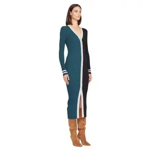 Staud Black Philadelphia Eagles Shoko Knit Button-up Sweater Dress