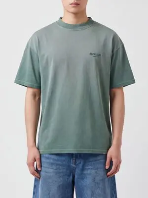 REPRESENT Crew Neck Cotton T-shirt With Contrast Logo - Green
