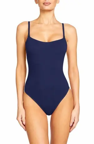 Robin Piccone Robin Piccone Ava Lace-Up One-Piece Swimsuit Navy