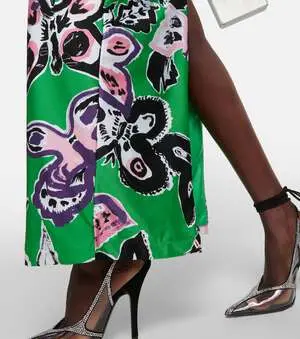 AREA Halterneck Embellished Printed Gown