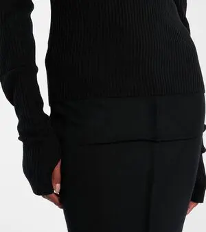 DIDU Cutout Ribbed-knit Turtleneck Top