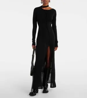 DIDU Knit Cutout Turtleneck Maxi Dress