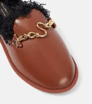 Stella McCartney Ryder Teddy-trimmed Faux Leather Mules - Multicoloured