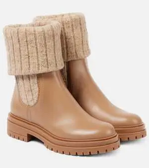 GIANVITO ROSSI Tenney Leather Chelsea Boots - Beige