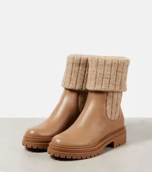 GIANVITO ROSSI Tenney Leather Chelsea Boots - Beige
