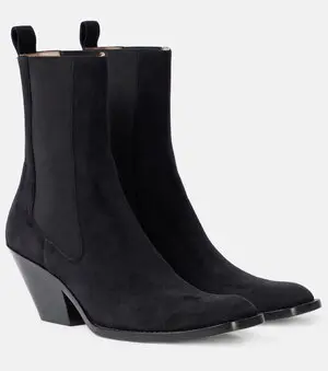 Khaite Austin 60 Suede Ankle Boots - Black