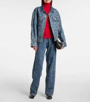 MAISON MARGIELA Distressed Wool-blend Turtleneck Sweater - Red