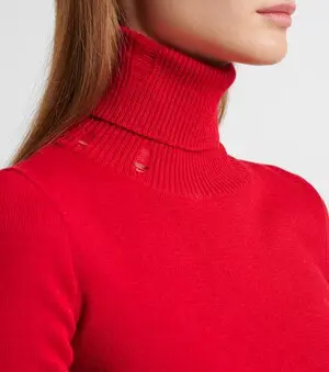 MAISON MARGIELA Distressed Wool-blend Turtleneck Sweater - Red