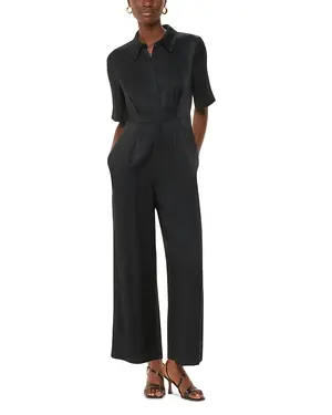 Whistles Edina Pleated Jumpsuit Black