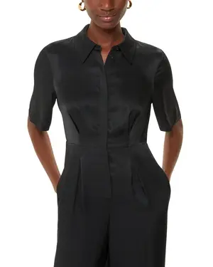 Whistles Edina Pleated Jumpsuit - Black