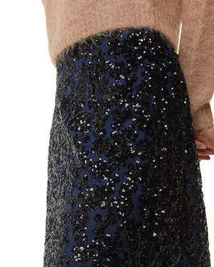 Whistles Floral Sequined Midi Skirt - Black/multi