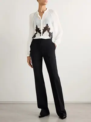 Gabriela Hearst Yately Lace-trimmed Silk-chiffon Blouse