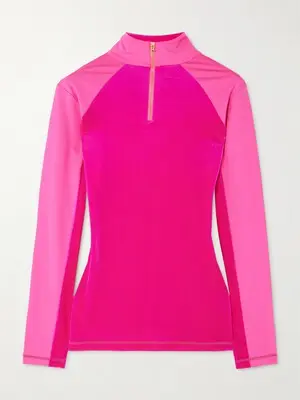 Bogner Milu Stretch-velour And Shell Turtleneck Top