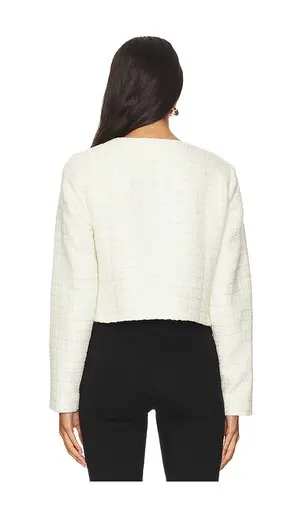 Line & Dot Kinzie Tweed Cropped Jacket With Velvet Bow Accents