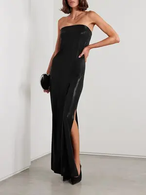 Norma Kamali Strapless Stretch-lamé Maxi Dress - Black