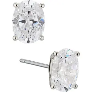 Nadri Oval Cubic Zirconia Stud Earrings - Rhodium