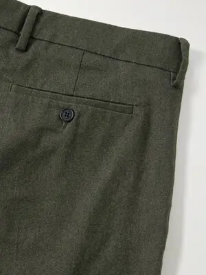 Nn07 Bill 1067 Tapered Pleated Woven Chinos - Green