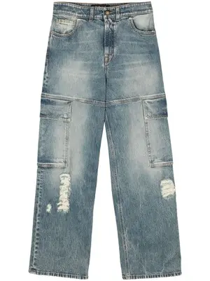 Just Cavalli Distressed Straight-leg Jeans