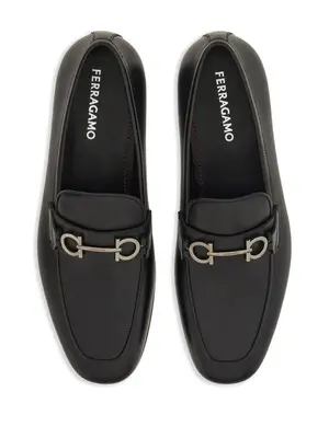FERRAGAMO Gancini-plaque Loafers - Black