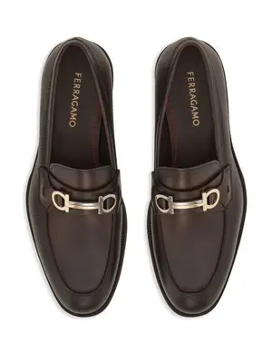 FERRAGAMO Gancini-plaque Loafers - Brown