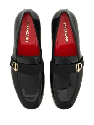 FERRAGAMO Patent Leather Loafers With Gancini Ornament