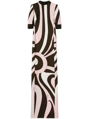 Emilio Pucci Abstract-pattern Print Maxi Dress - Black