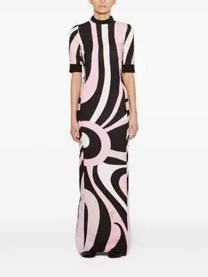 Emilio Pucci Abstract-pattern Print Maxi Dress