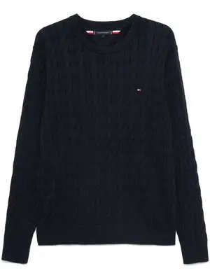 Tommy Hilfiger Cable-knit Crew-neck Sweater - Blue