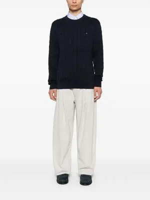 Tommy Hilfiger Cable-knit Crew-neck Sweater - Blue
