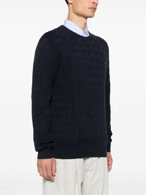 Tommy Hilfiger Cable-knit Crew-neck Sweater - Blue