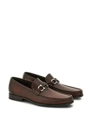 FERRAGAMO Gancini-plaque Loafers - Brown